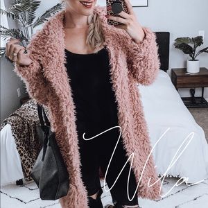 Jackets & Coats | Pink Teddy Coat Trenchcoat Fuzzy Faux Fur | Poshmark